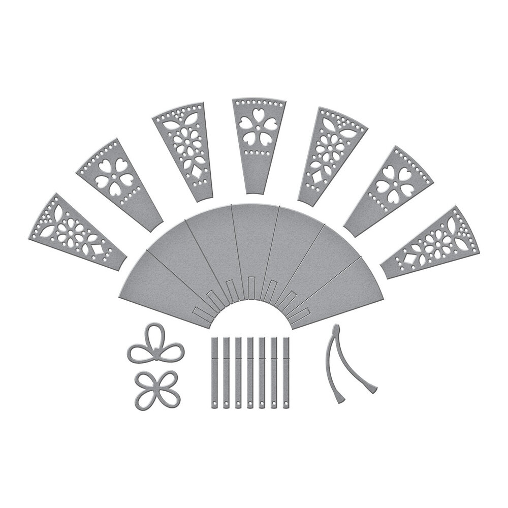 Spring in Kyoto Etched Dies Fan & Bow (S4-1440) - Craftlines B.V.