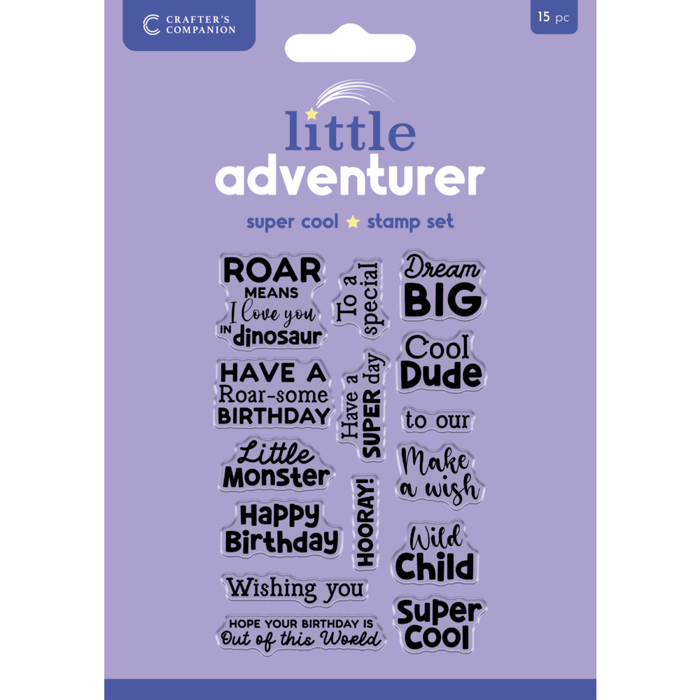 Little Adventurer Clear Acrylic Stamp Set Super Cool Sentiments (CC-CA ...