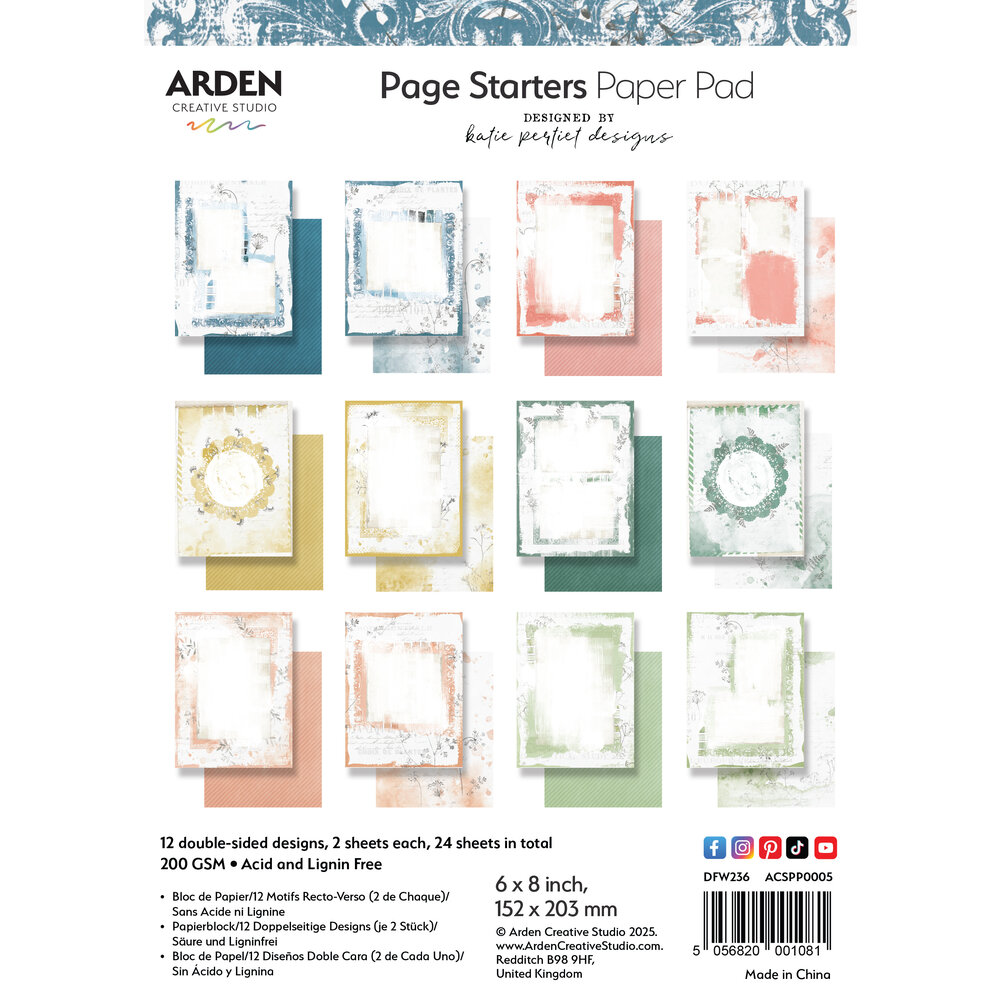 Page Starters 6x8 Inch Paper Pad (ACSPP0005) - Craftlines B.V.