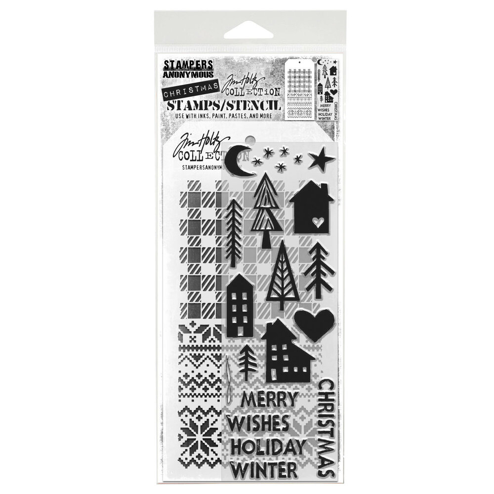 Festive Print Tim Holtz Stamps/Stencil (THMM187) - Craftlines B.V.