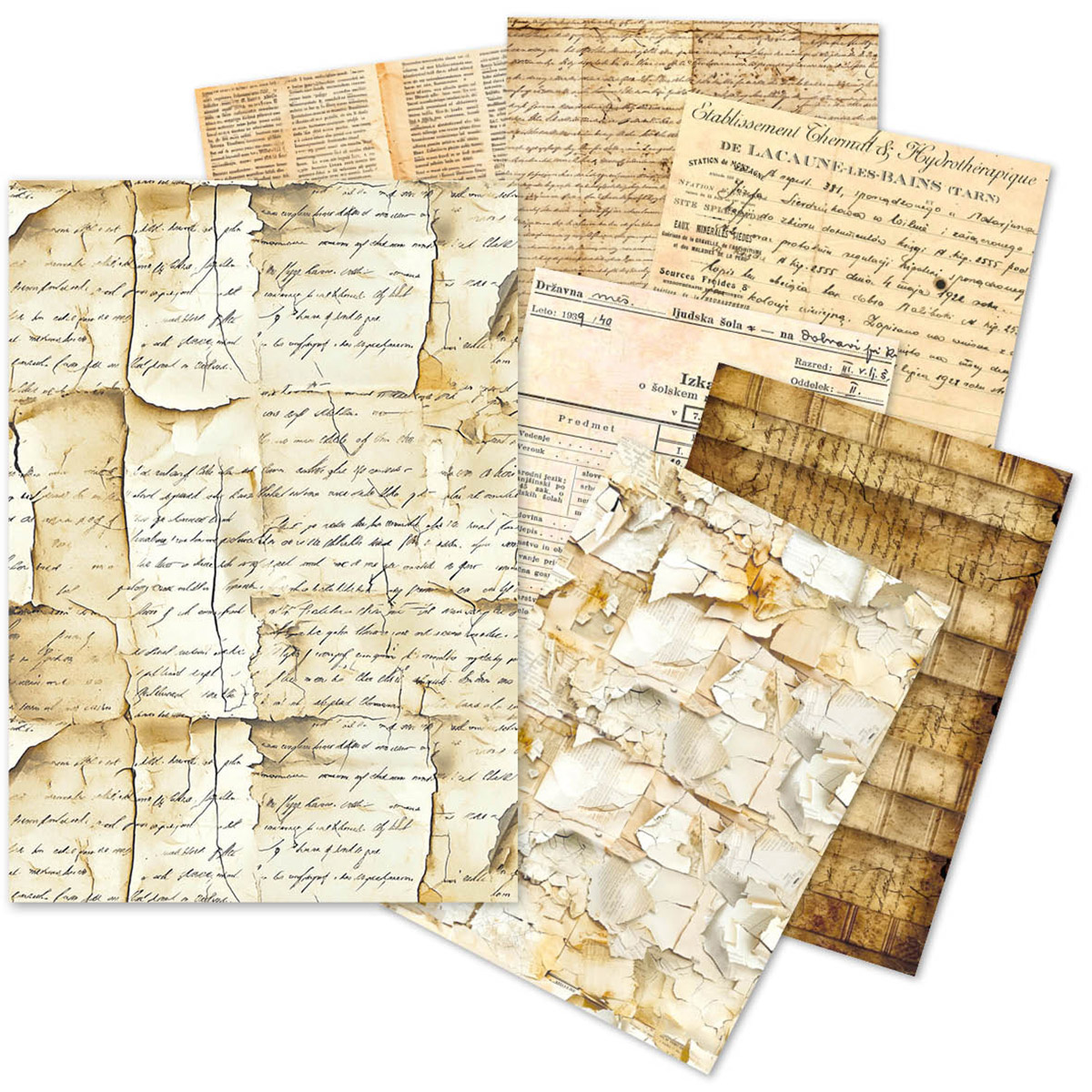 Vintage Manuscript A5 Tissue Paper Set (24pcs) (ME001) - Craftlines B.V.