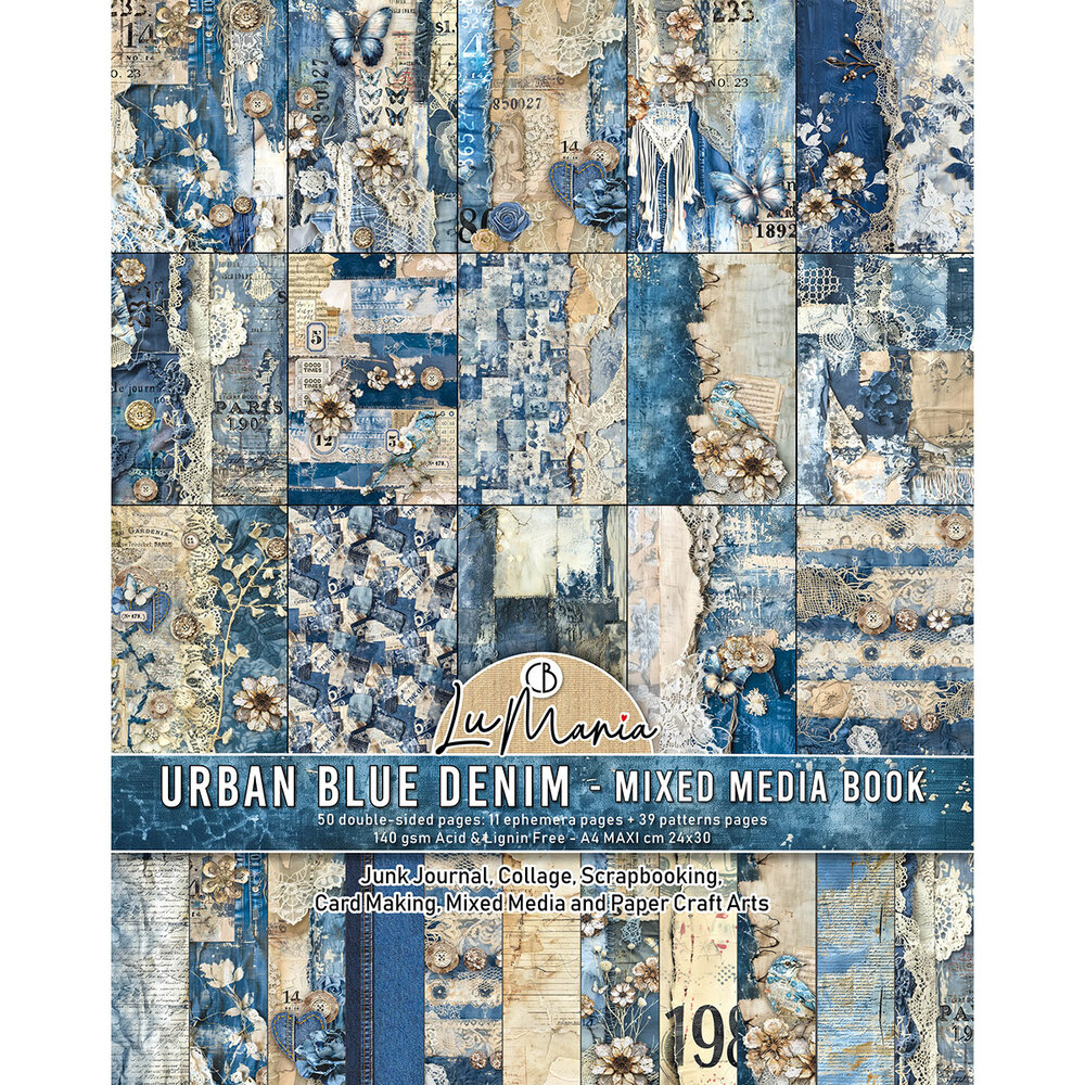Urban Blue Denim A4 Maxi Mixed Media Book (MA002) - Craftlines B.V.