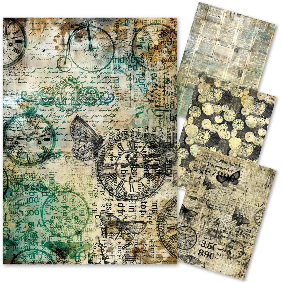 Time Capsule A4 Mixed Media Rice Paper (4pcs) (MF001) - Craftlines B.V.