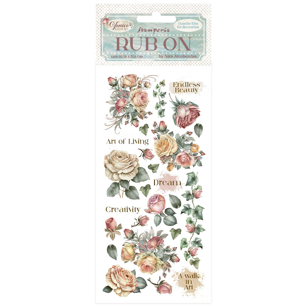 Venice City of Art Rub-On 4x8,5 Inch Roses (DFLRB166) - Craftlines B.V.