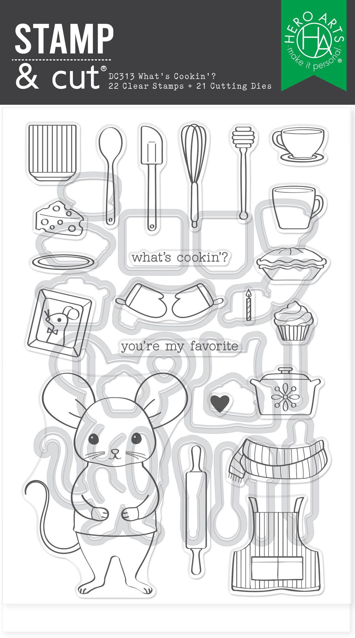 Retro Kitchen Stamp & Cut What's Cookin'? (DC313) - Craftlines B.V.