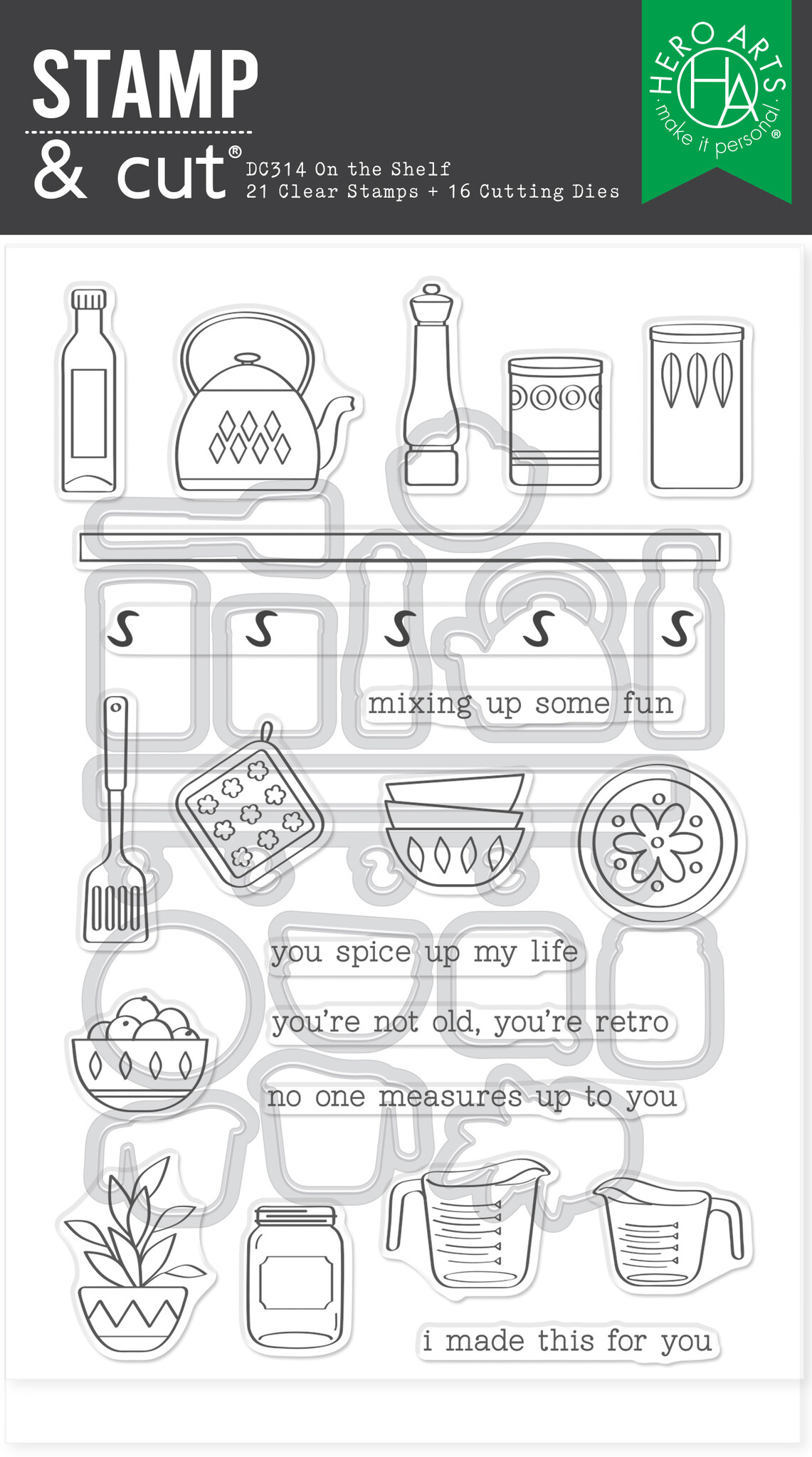 Retro Kitchen Stamp & Cut On the Shelf (DC314) - Craftlines B.V.