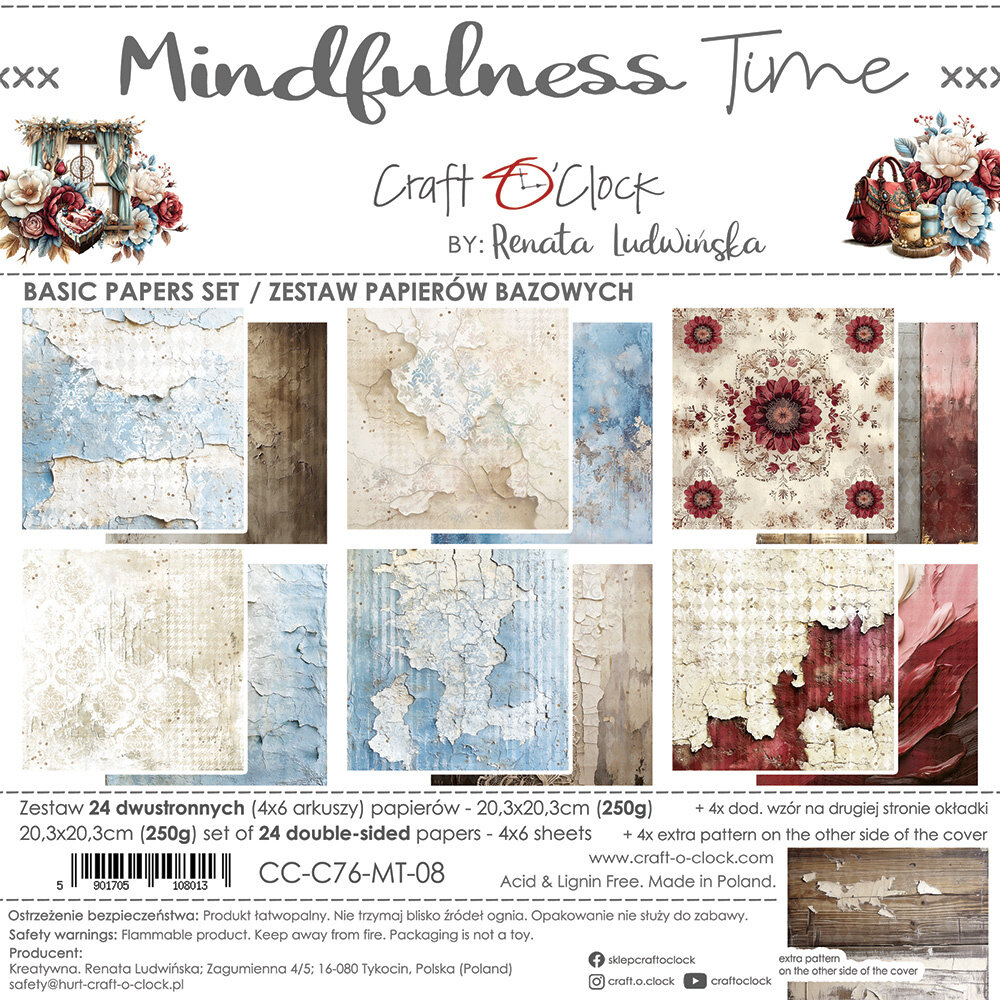 Mindfulness Time 8x8 Inch Basic Papers Set (CC-C76-MT-08) - Craftlines B.V.