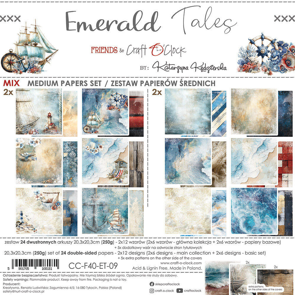 Emerald Tales 8x8 Inch Medium Papers Set (CC-F40-ET-09) - Craftlines B.V.