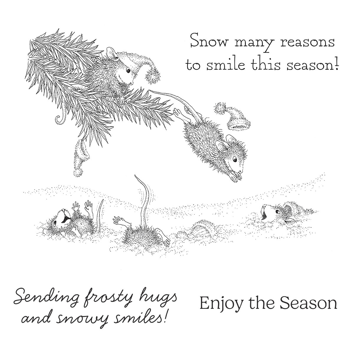 Tree-Mendous Christmas Cling Rubber Stamp Set Snowy Smiles (RSC-060 ...