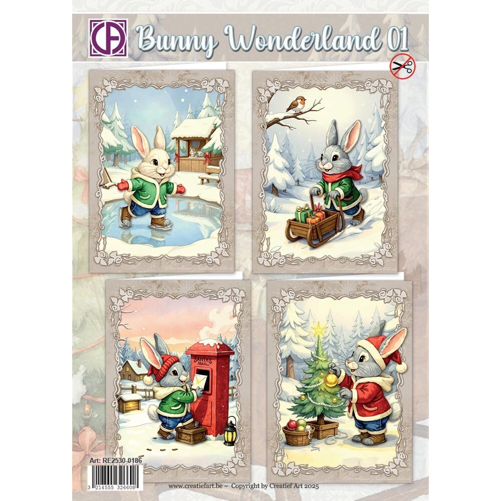 Snowy Bunnies Card Kit Bunny Wonderland 01 (RE2530-0186) - Craftlines B.V.