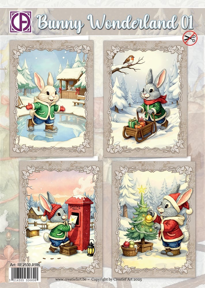 Snowy Bunnies Card Kit Bunny Wonderland 01 (RE2530-0186) - Craftlines B.V.