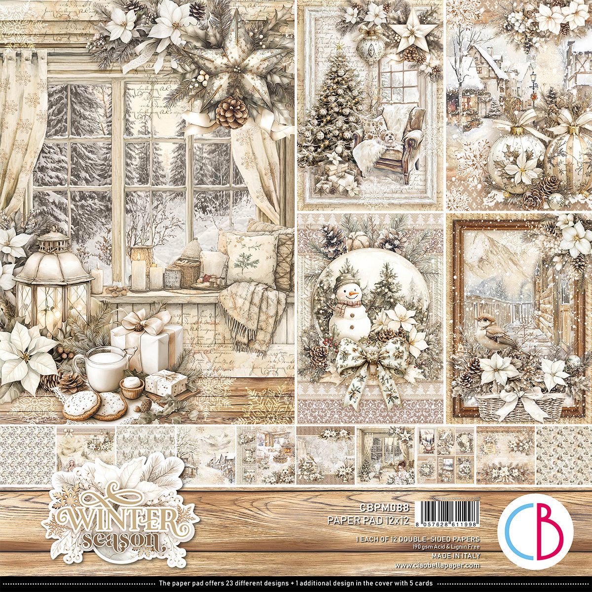 Winter Season 12x12 Inch Paper Pad (12pcs) (CBPM088) - Craftlines B.V.