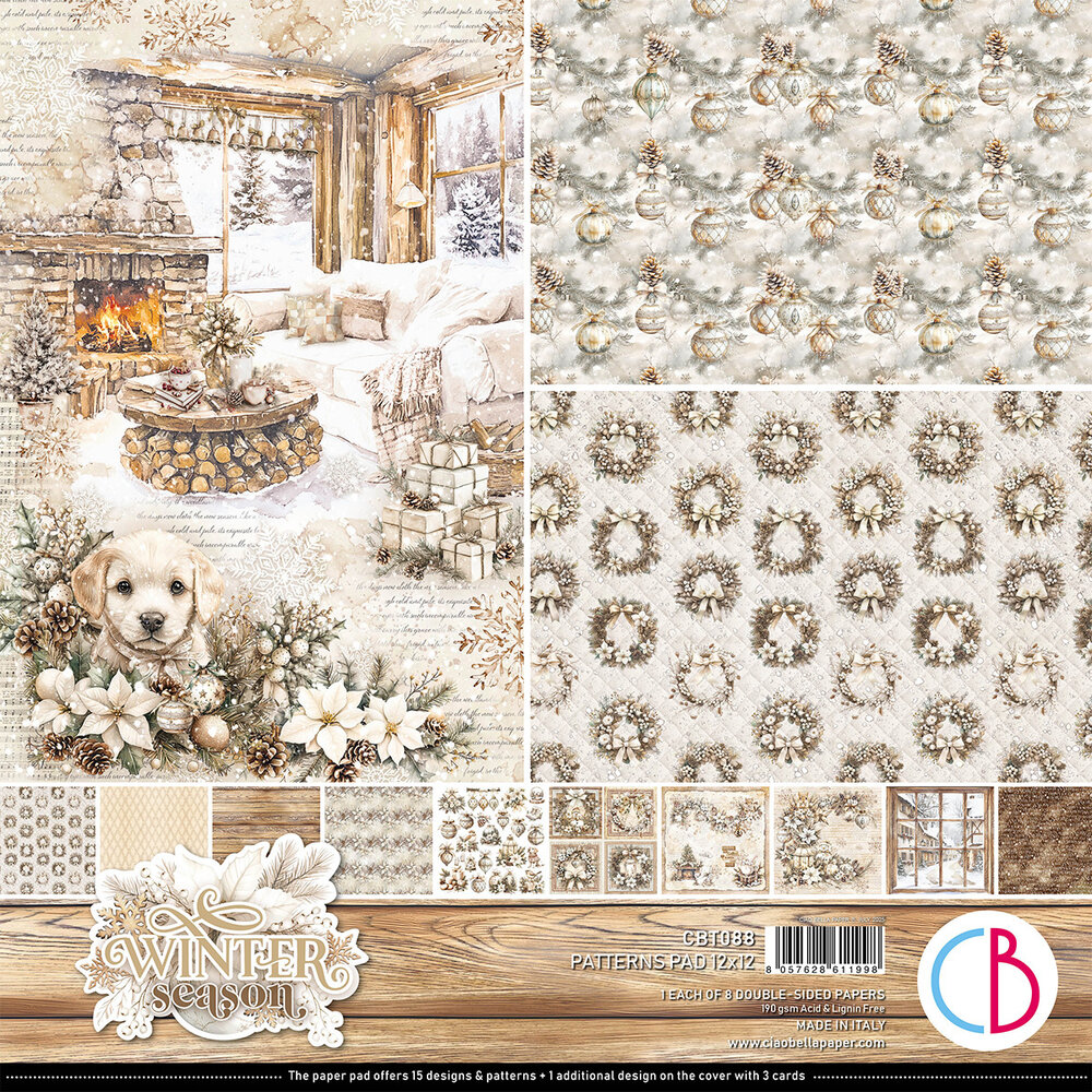 Winter Season 12x12 Inch Patterns Pad (8pcs) (CBT088) - Craftlines B.V.