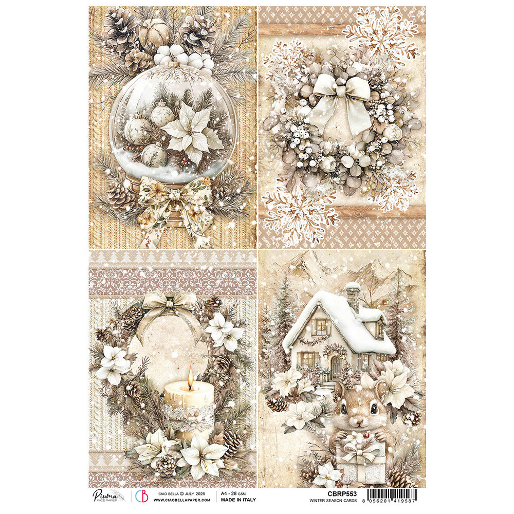 Winter Season A4 Rice Paper A Winter Season Cards (5pcs) (CBRP553 ...