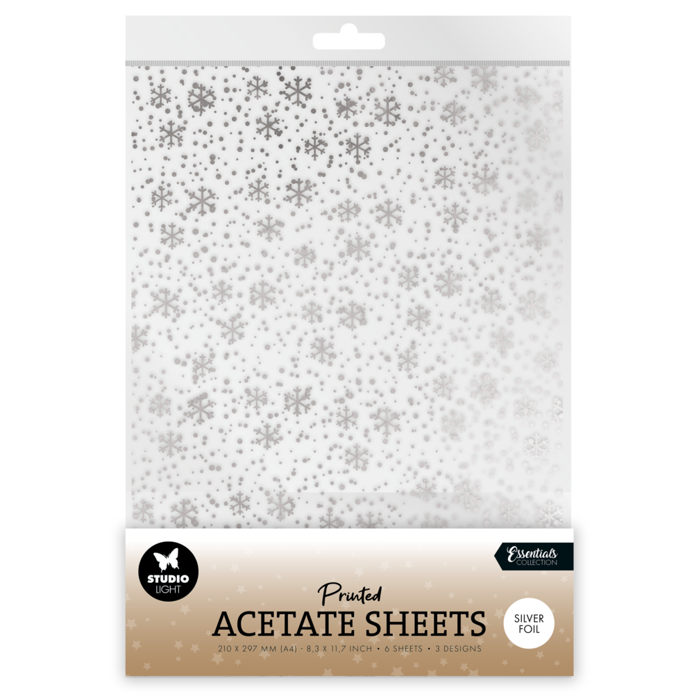 Snowflakes Silver Christmas Acetate Sheet (SL-ES-ACS17) - Craftlines B.V.