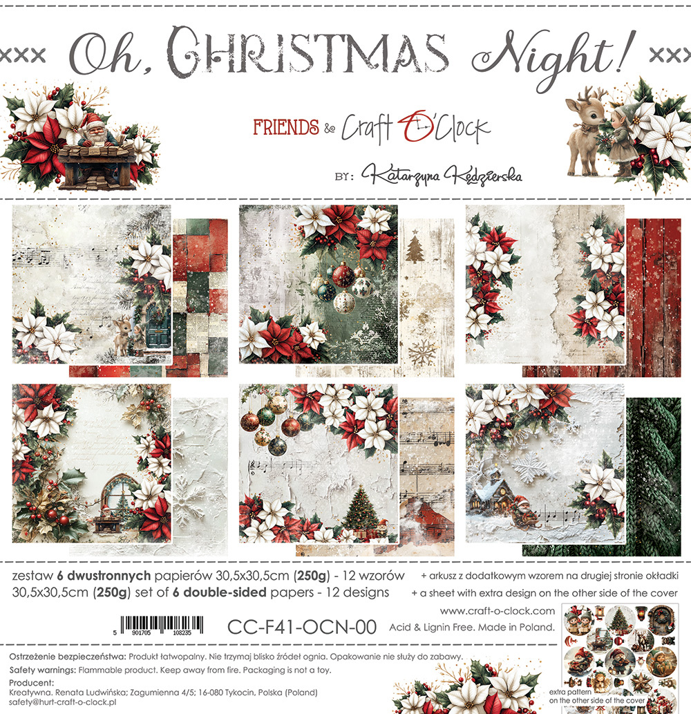 Oh Christmas Night 12x12 Inch Paper Set (CC-F41-OCN-00) - Craftlines B.V.