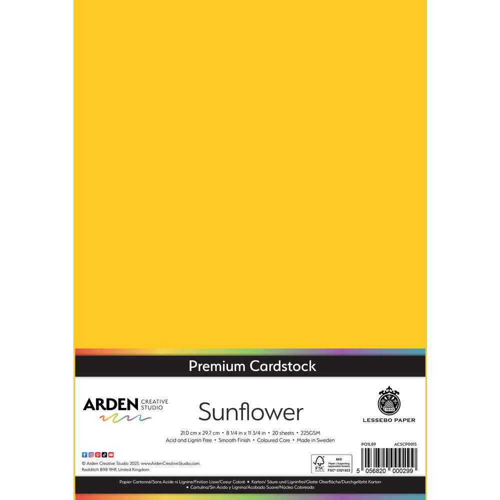 Premium Cardstock A4 Sunflower (20 sheets) (ACSCP0013) - Craftlines B.V.