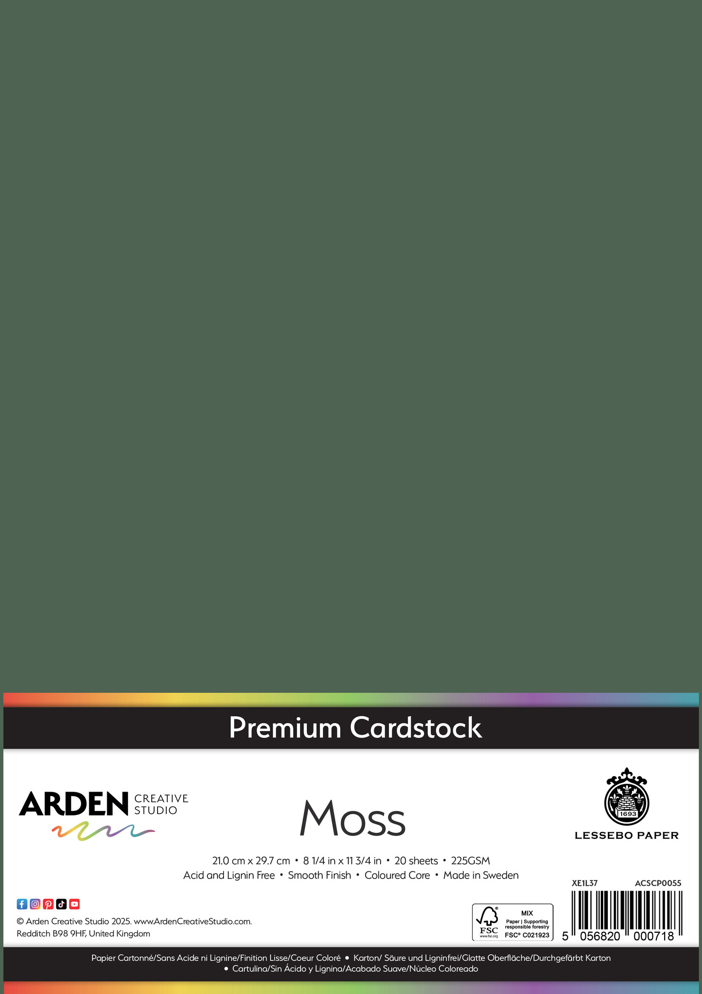 Premium Cardstock A4 Moss (20 sheets) (ACSCP0055) - Craftlines B.V.