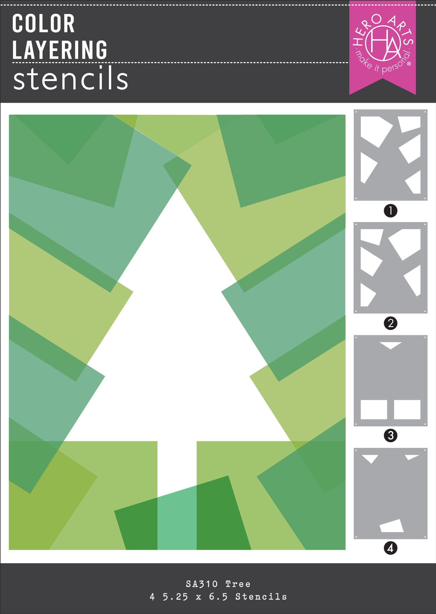 Very Merry Color Layering Stencils Tree (SA310) - Craftlines B.V.