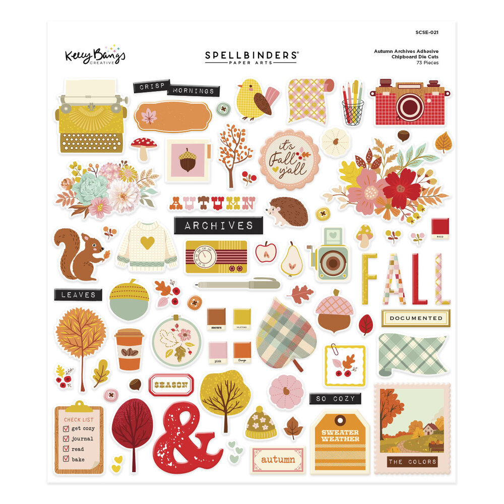 Autumn Archives Chipboard Die Cut Stickers (SCSE-021) - Craftlines B.V.