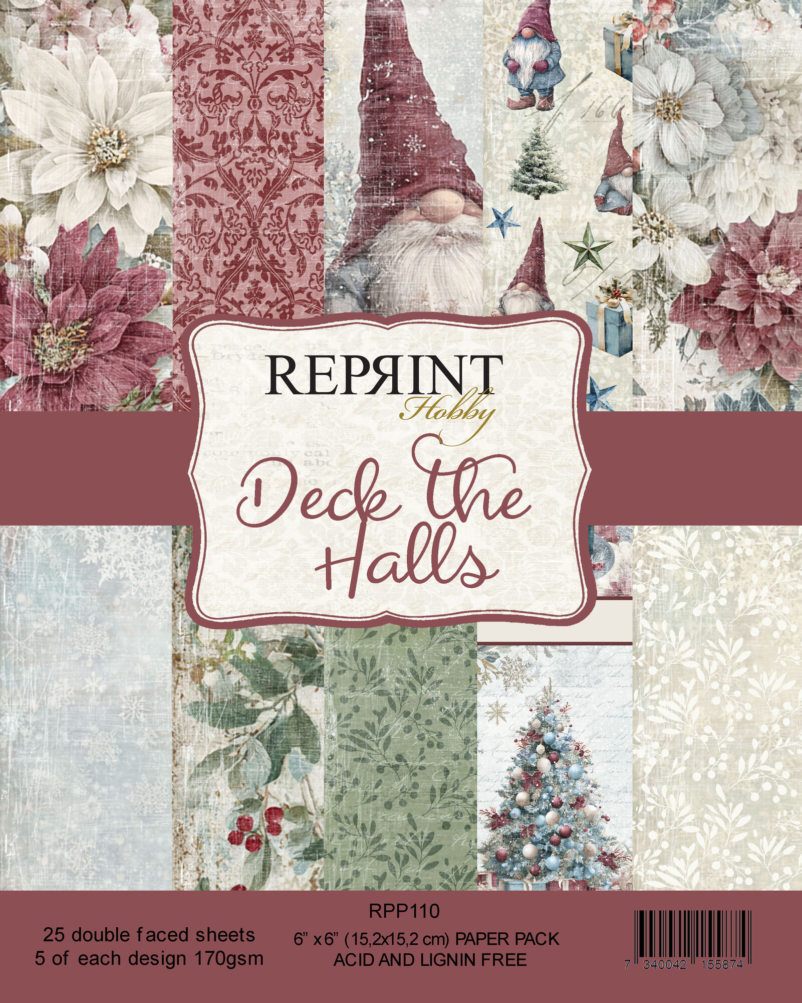 Deck the Halls 6x6 Inch Paper Pack (RPP110) - Craftlines B.V.