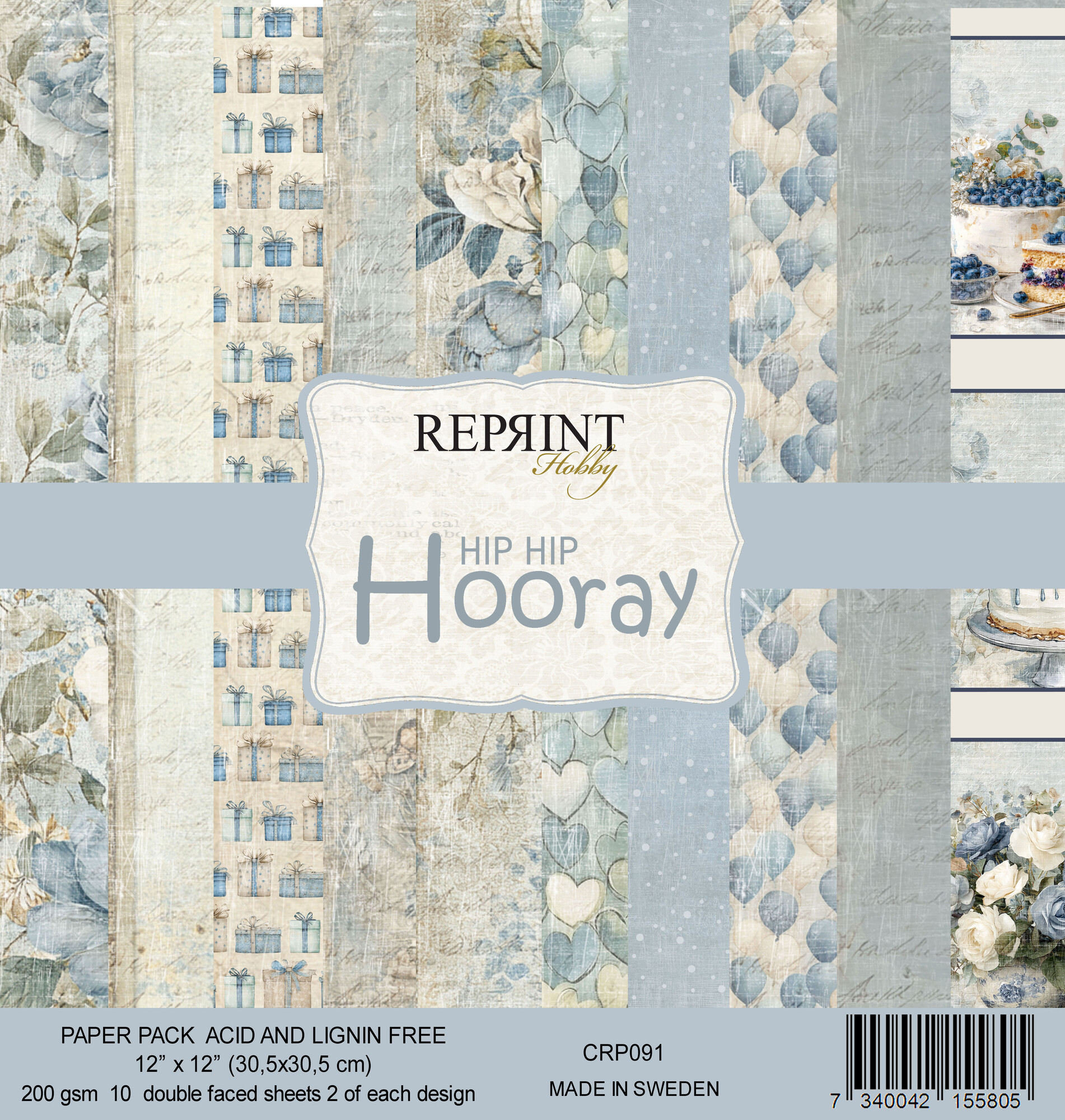 Hip Hip Hooray 12x12 Inch Paper Pack (CRP091) - Craftlines B.V.
