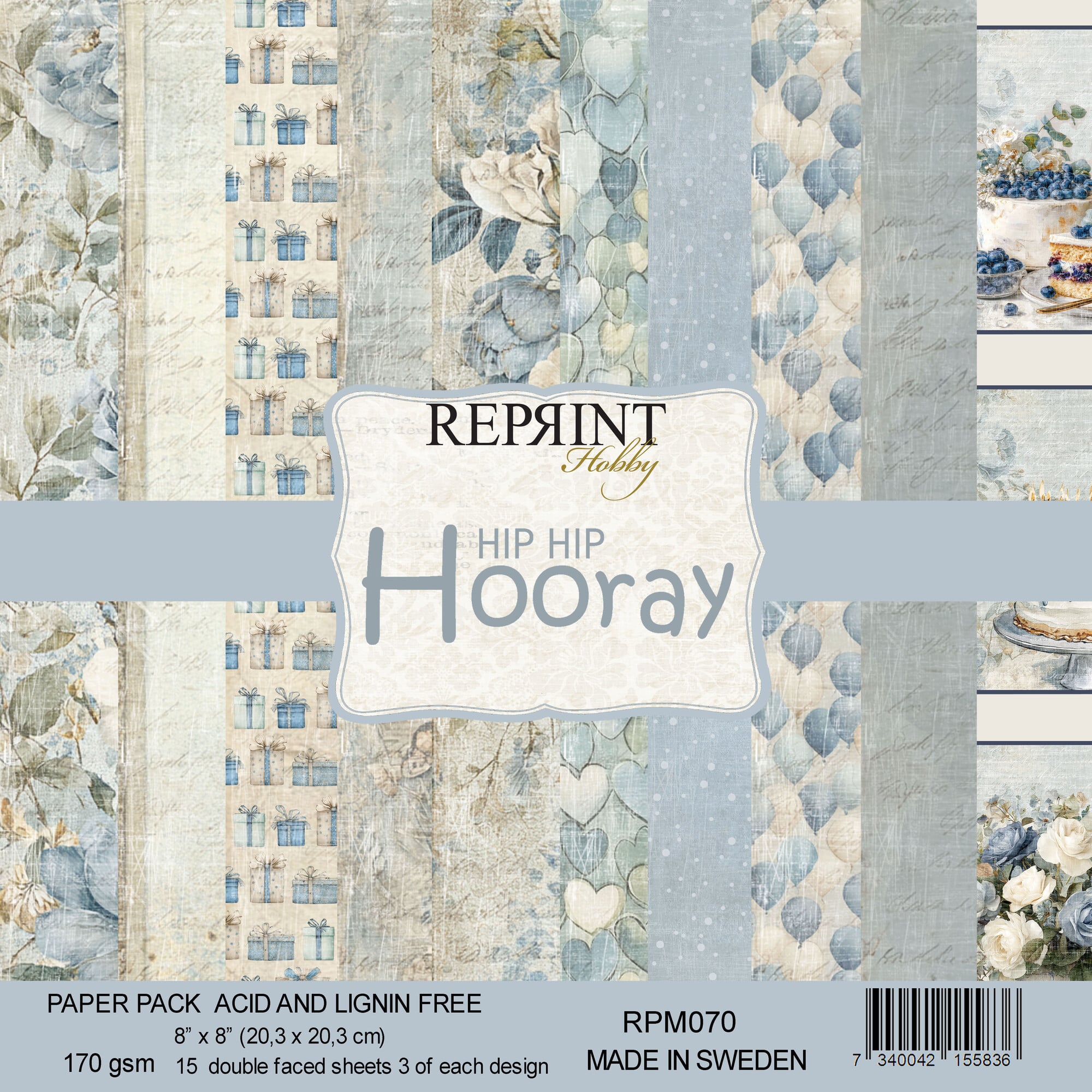 Hip Hip Hooray 8x8 Inch Paper Pack (RPM070) - Craftlines B.V.