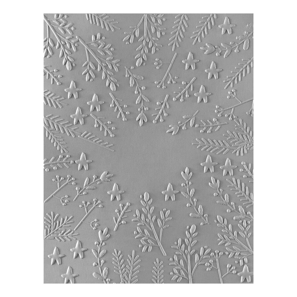 Starry Holiday 3D Embossing Folder Stars and Fronds Frame (E3D-152 ...