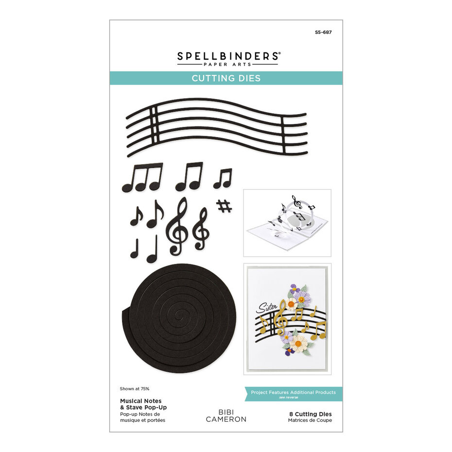 Bibi's Musical Notes Etched Dies Musical Notes & Stave Pop-Up (S5-687 ...