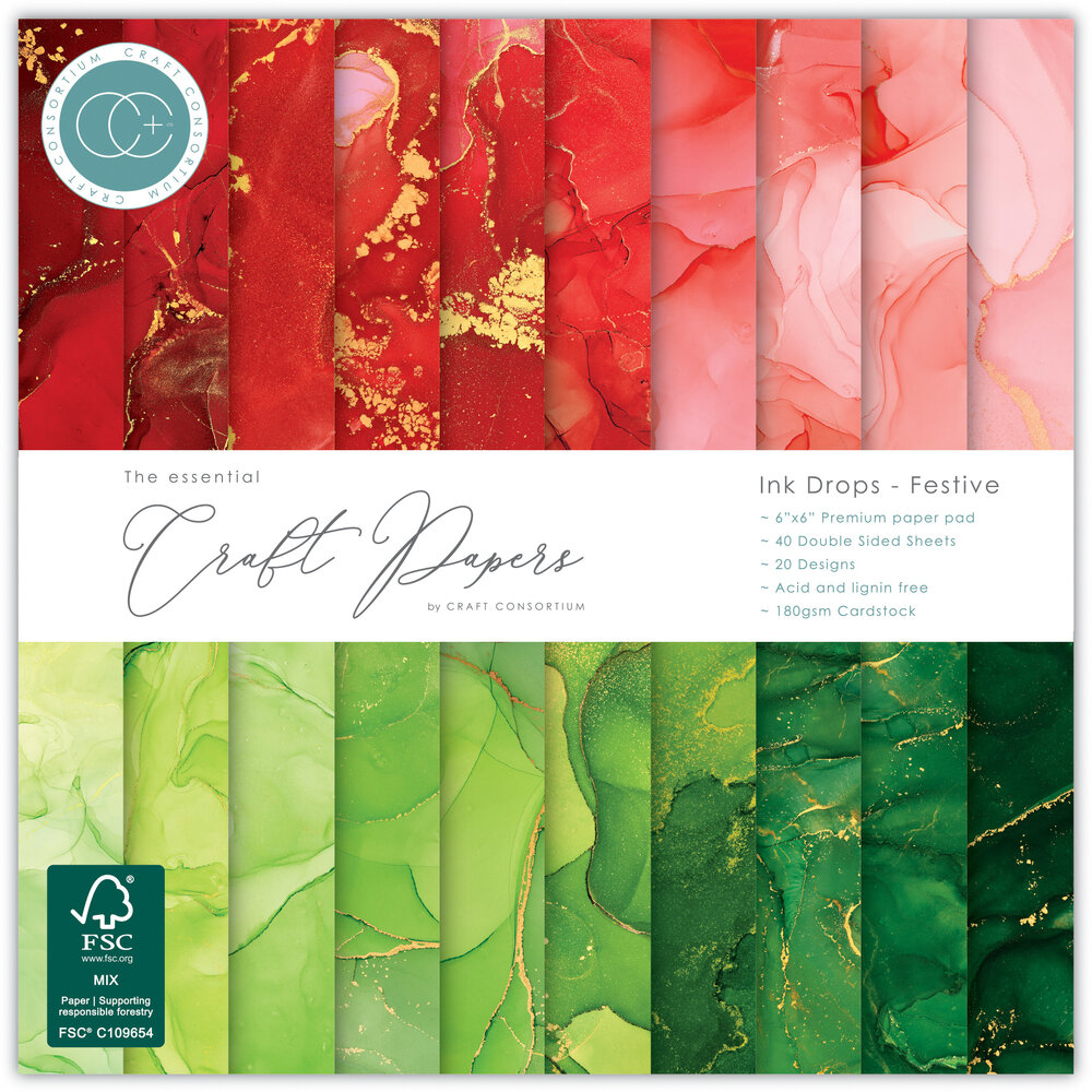 Essential Craft Papers 6x6 Inch Paper Pad Ink Drops Festive (CCEPAD037 ...