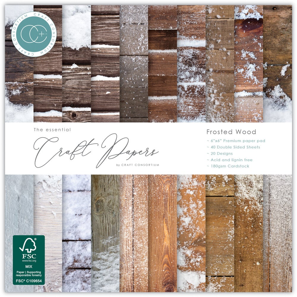 Essential Craft Papers 6x6 Inch Paper Pad Frosted Wood (CCEPAD036B ...