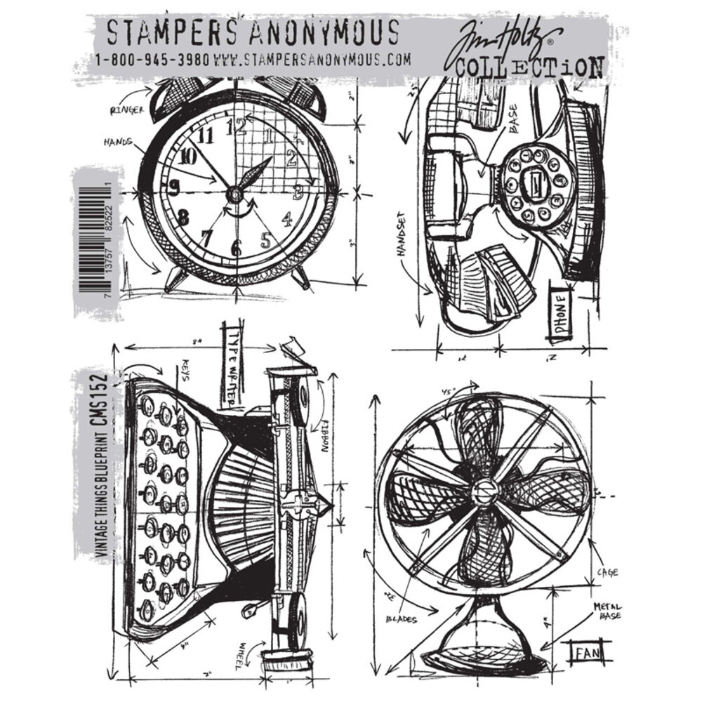 Vintage Things Blueprint Tim Holtz Cling Stamps (CMS152) - Craftlines B.V.