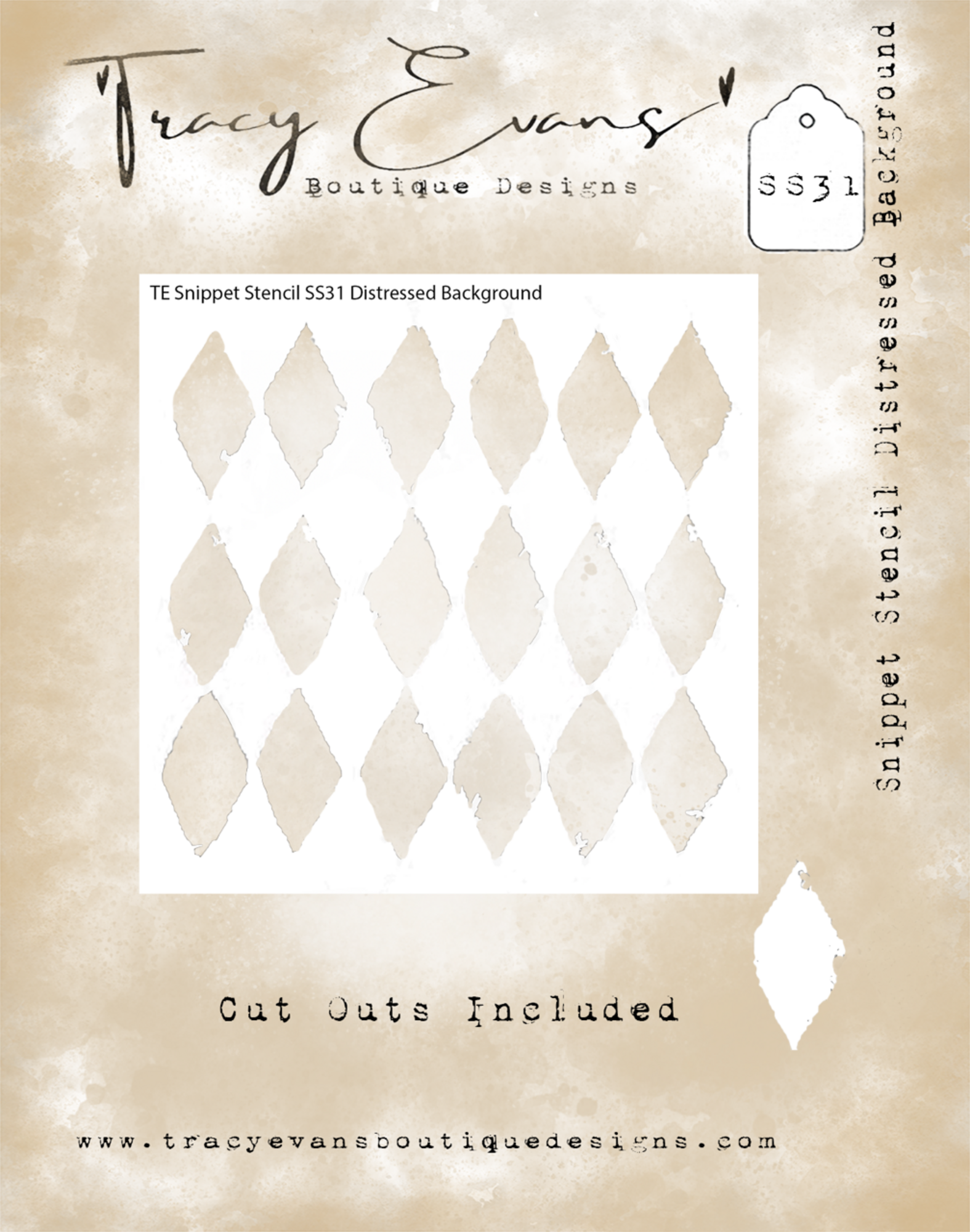 Distressed Background 4x4 Inch Snippet Stencil (SS031) - Craftlines B.V.