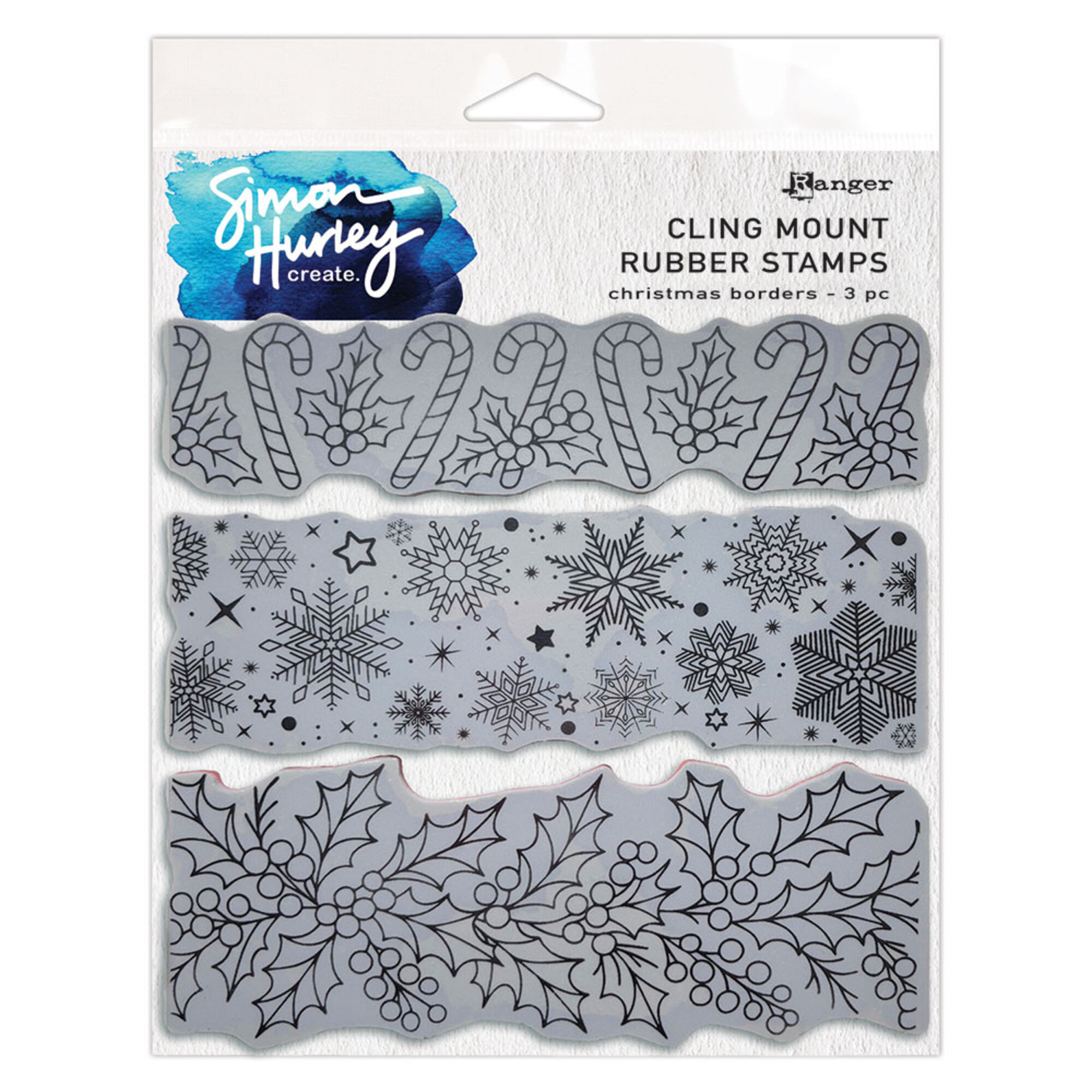 Simon Hurley create. Cling Mount Stamp Christmas Borders (HUR92759 ...