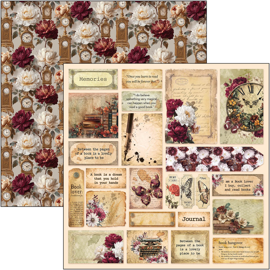 Book Lovers 12x12 Inch Patterns Pad (8pcs) (CBT091) - Craftlines B.V.