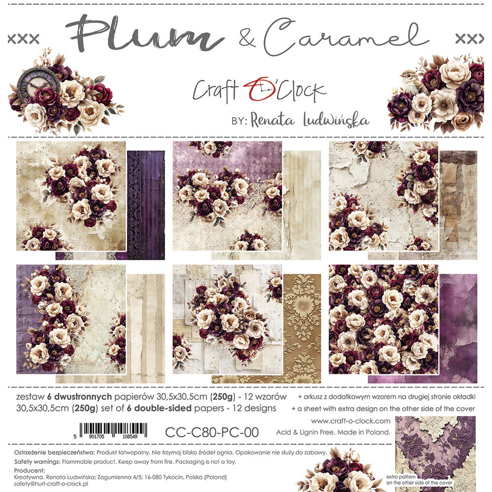 Plum & Caramel 12x12 Inch Paper Set (CC-C80-PC-00) - Craftlines B.V.