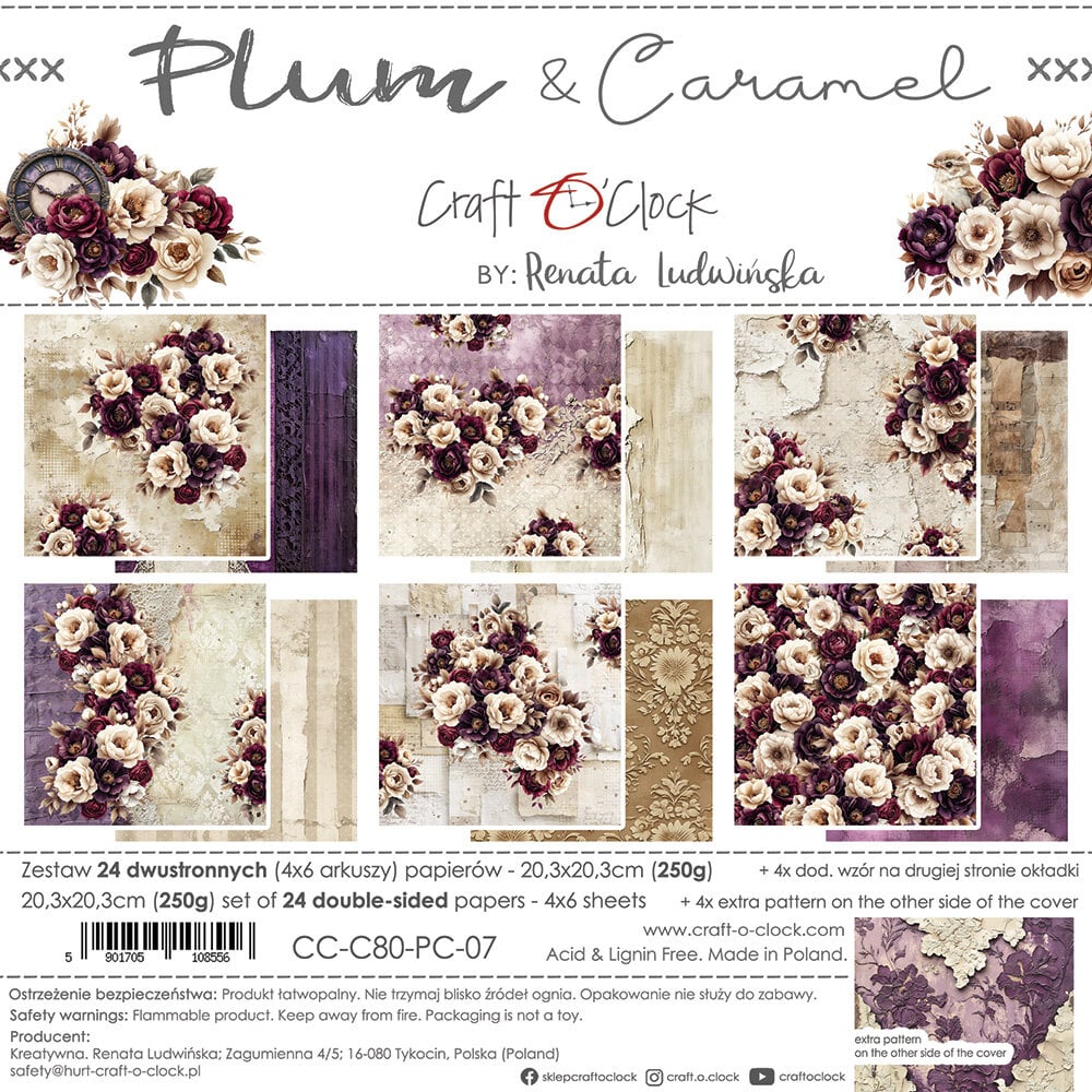 Plum & Caramel 8x8 Inch Paper Set (CC-C80-PC-07) - Craftlines B.V.