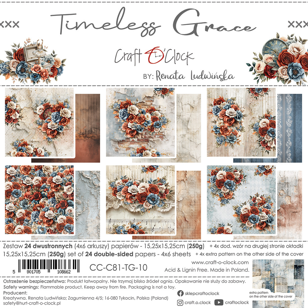 Timeless Grace 6x6 Inch Paper Set (CC-C81-TG-10) - Craftlines B.V.
