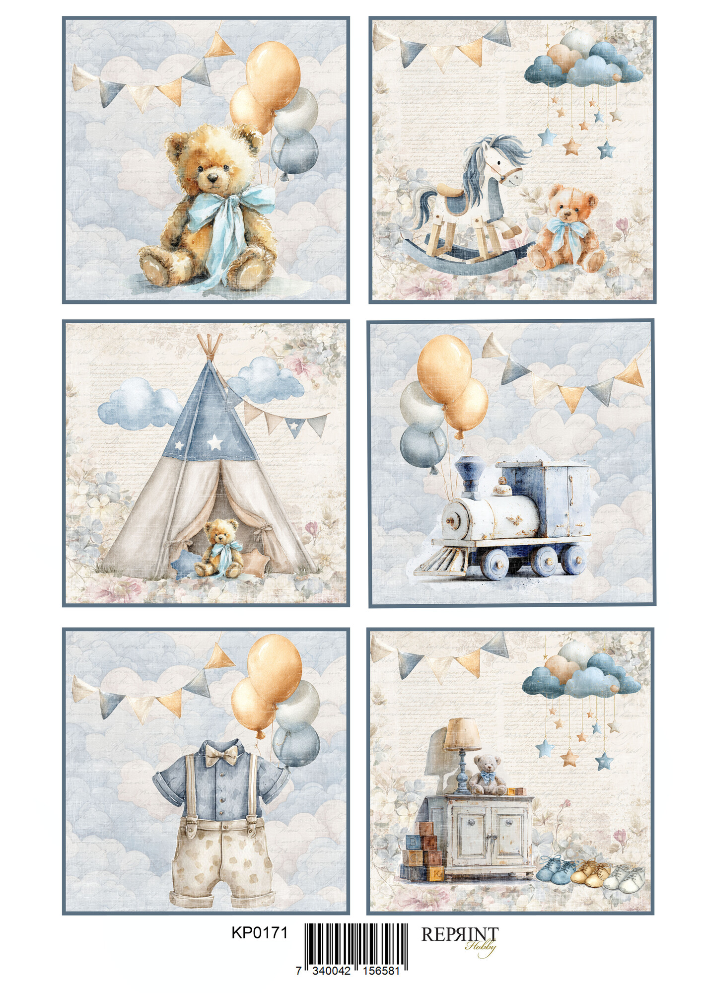 Reprint Happiness Baby Boy A4 Cutouts (KPA4115) - Craftlines B.V.