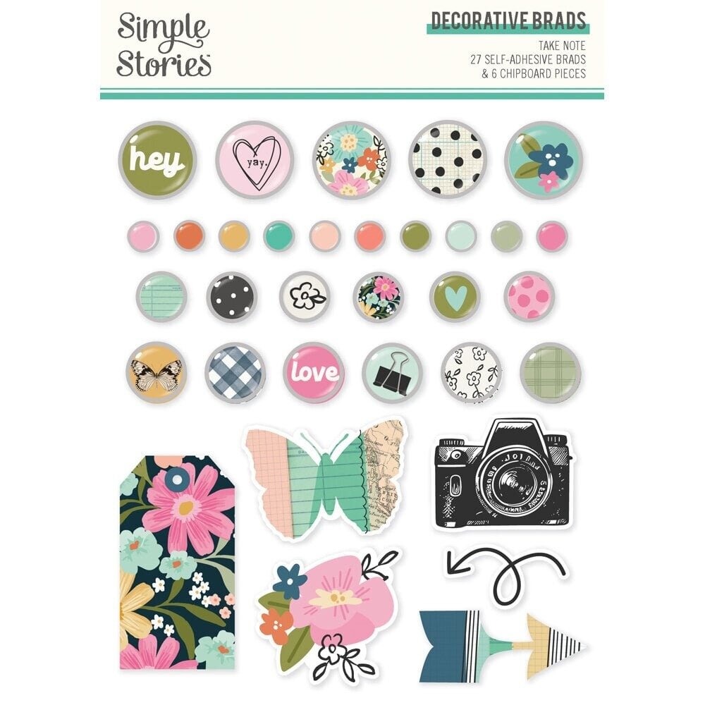 Take Note Decorative Brads (25924) - Craftlines B.V.