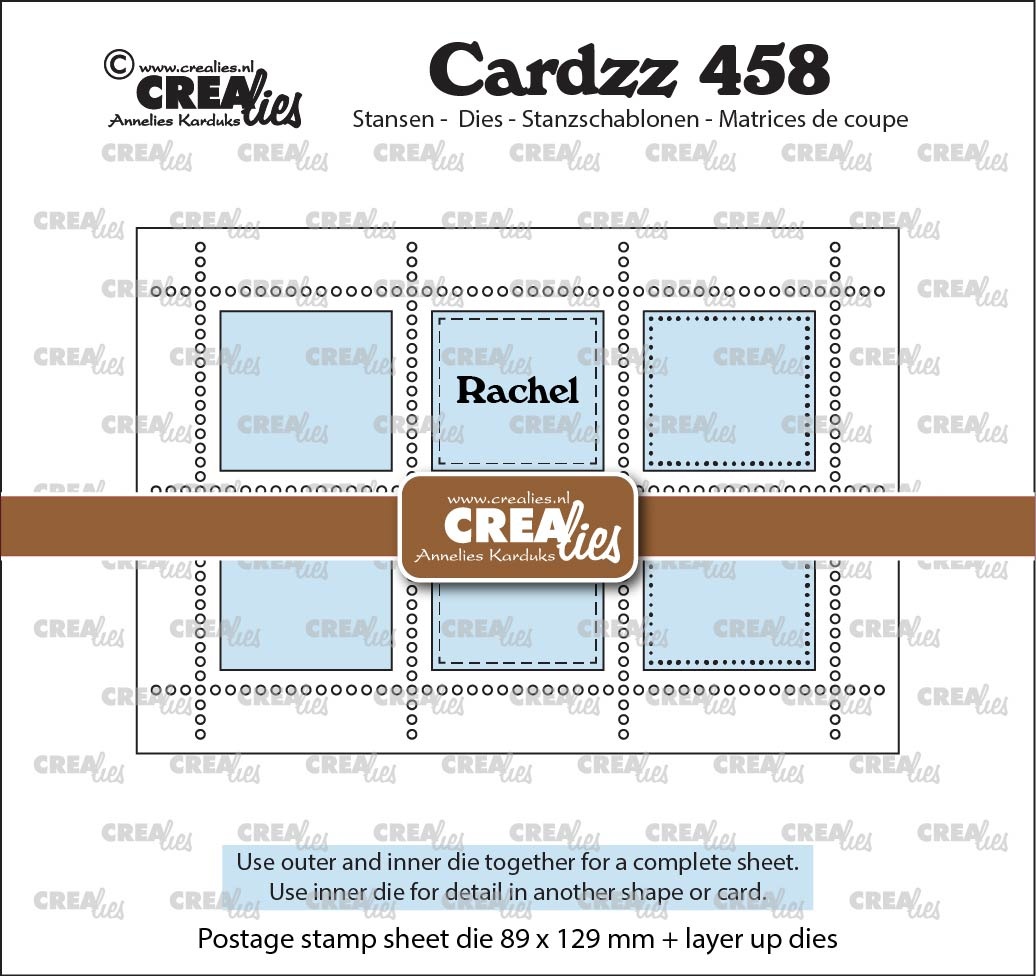 Cardzz Dies Postage Stamp Sheet Rectangle Rachel with 6 Rectangles ...