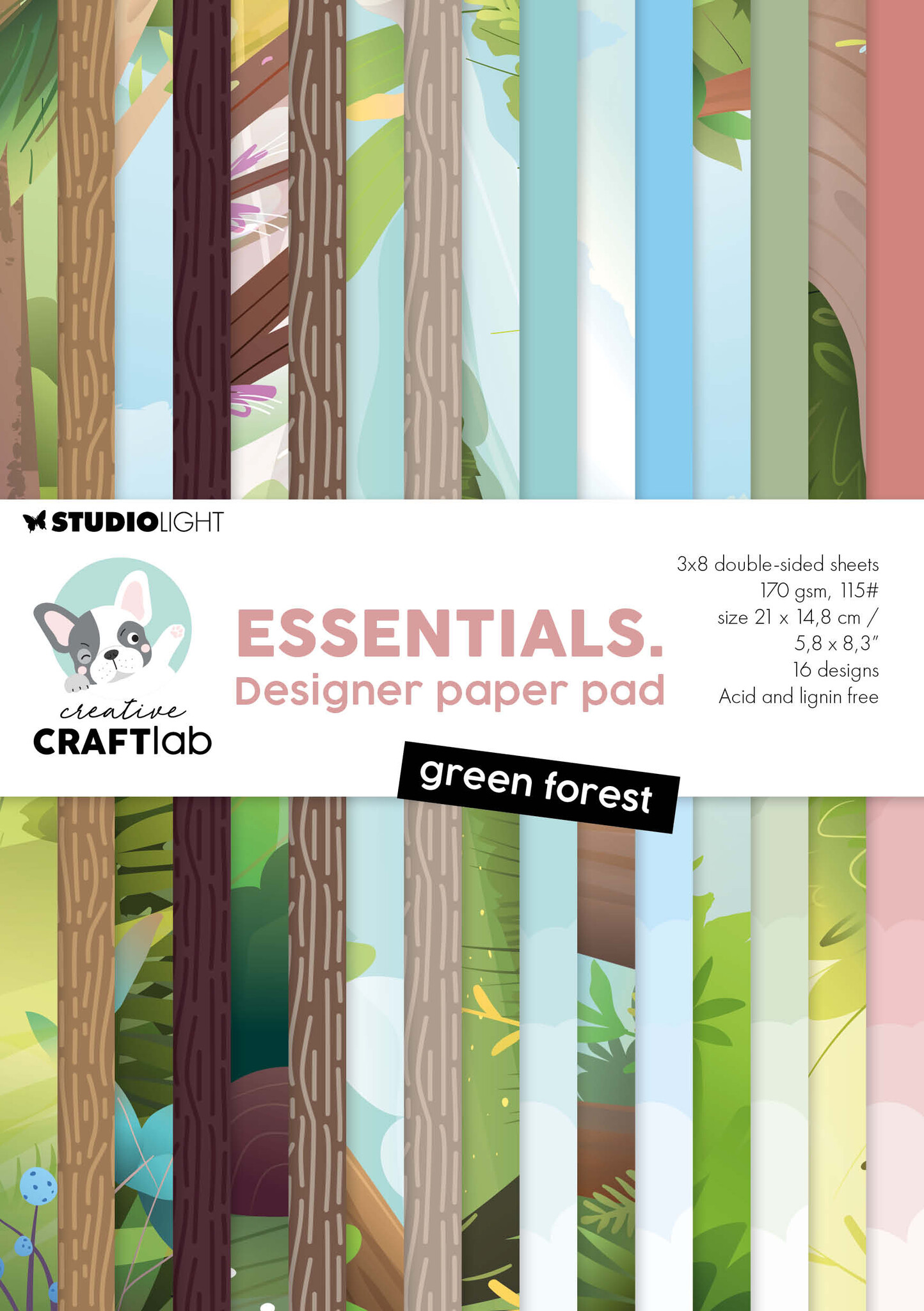 Green Forest Essentials Designer Paper Pad (CCL-ES-DPP407) - Craftlines ...