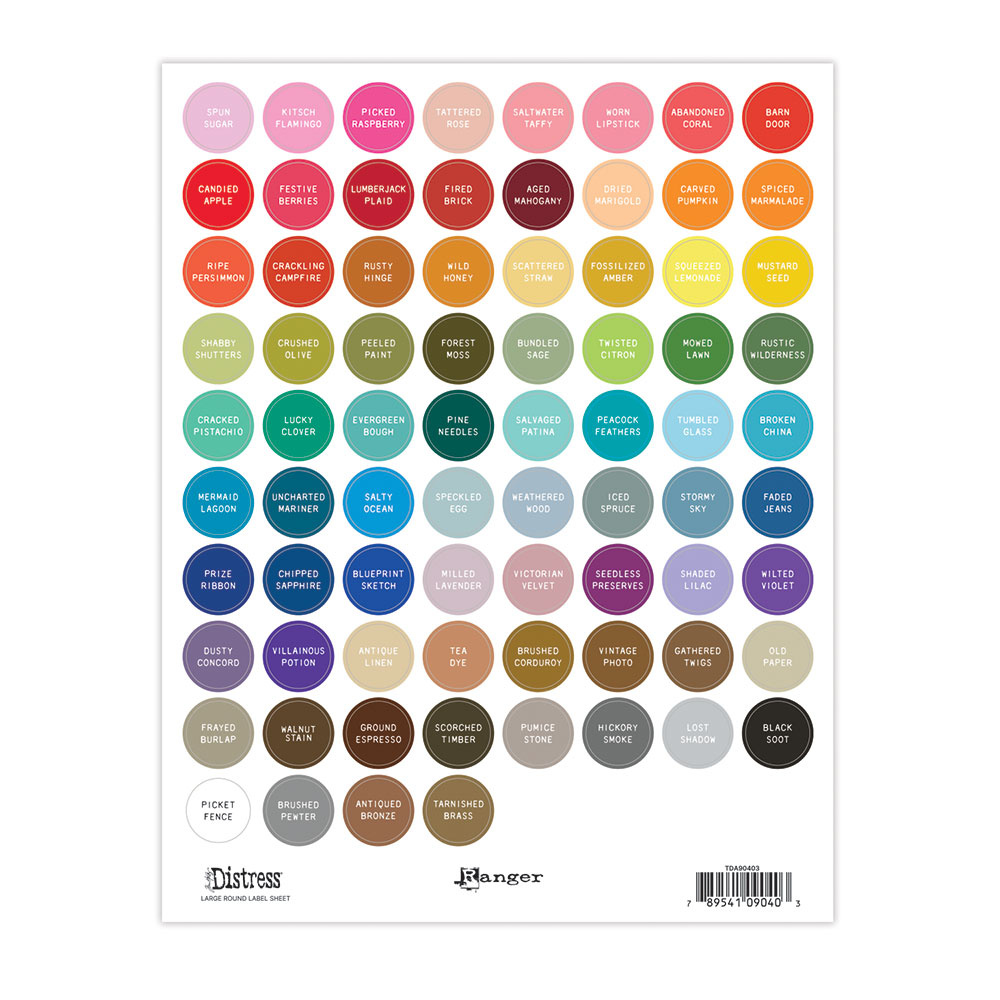 Tim Holtz Distress Large Round Label Sheet White (TDA90403 ...