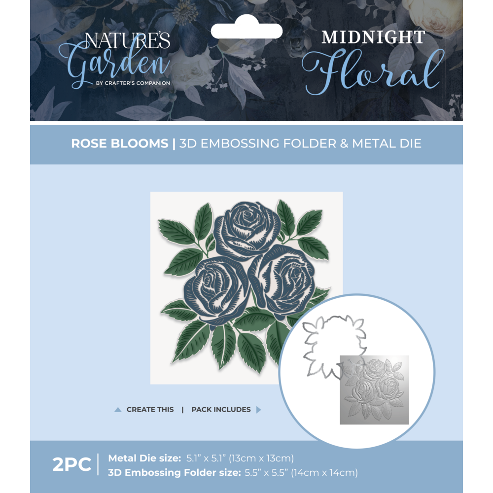 Midnight Floral 3D Embossing Folder & Metal Die Rose Blooms (NG-MF ...