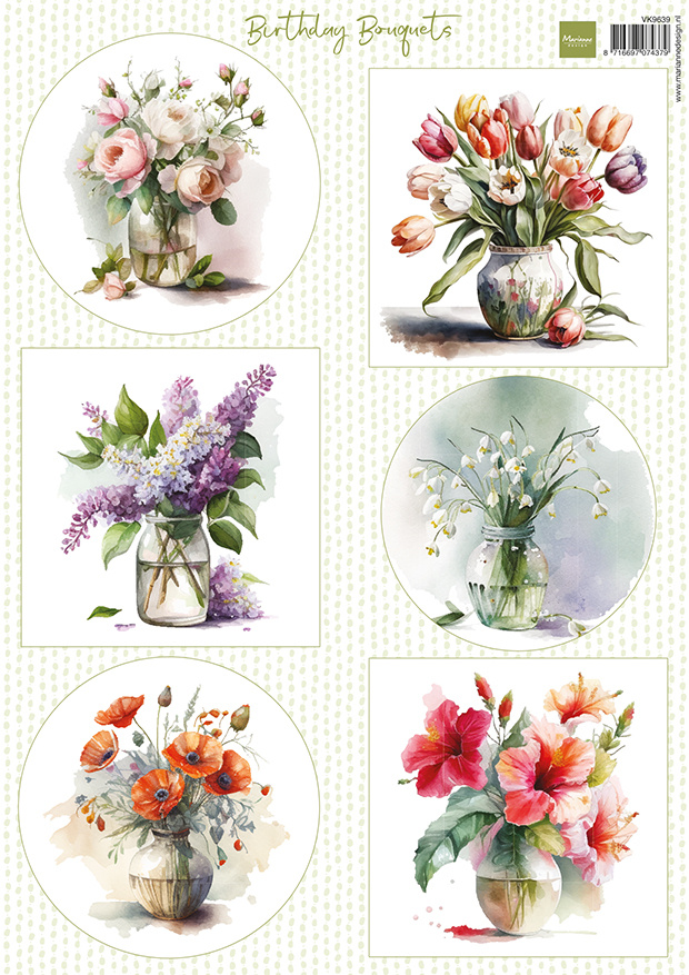 Decoupage Birthday Bouquets (VK9639) - Craftlines B.V.