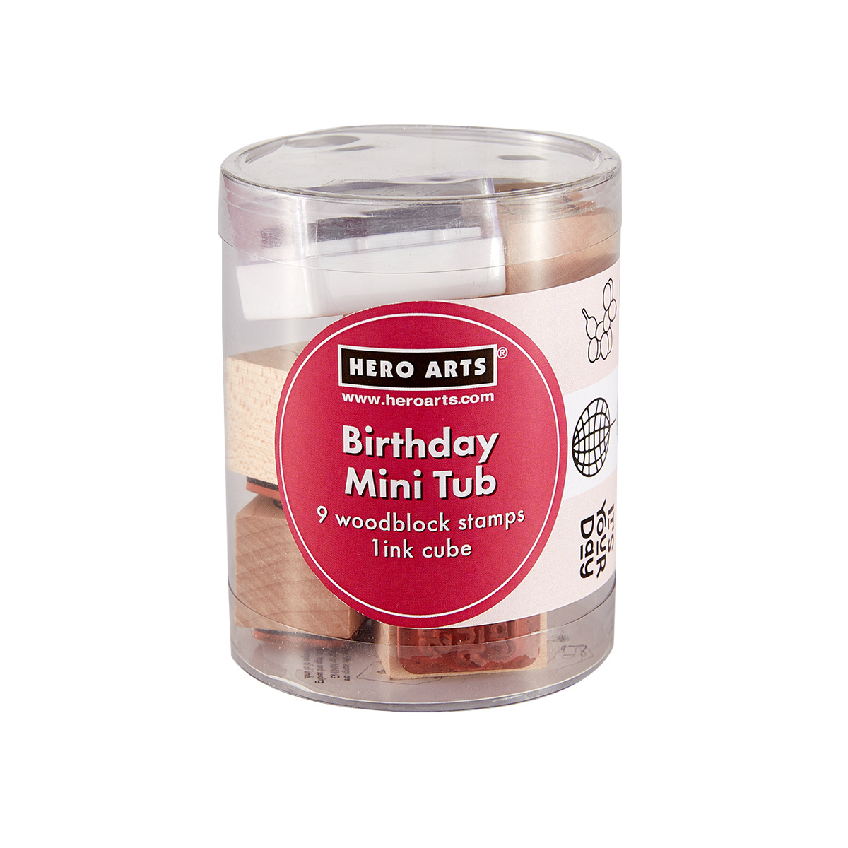 Birthday Mini Tub Woodblock Stamps (LP513) - Craftlines B.V.