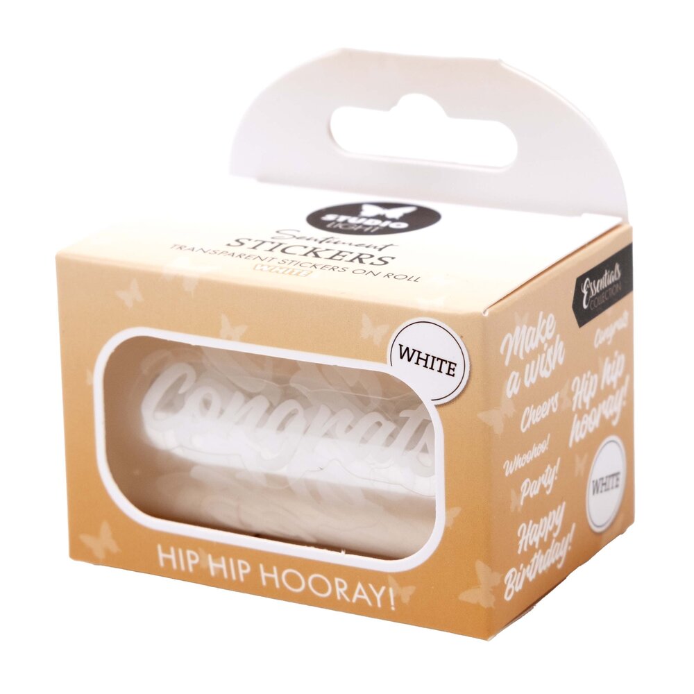 Hip Hip Hooray White Transparent Stickers on Roll (SL-ES-STIC63 ...