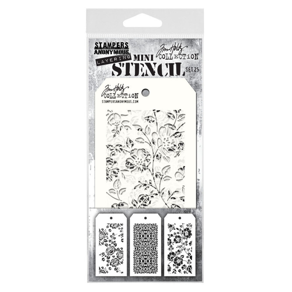Set #25 Tim Holtz Layering Mini Stencil (3pcs) (THMST025) - Craftlines B.V.