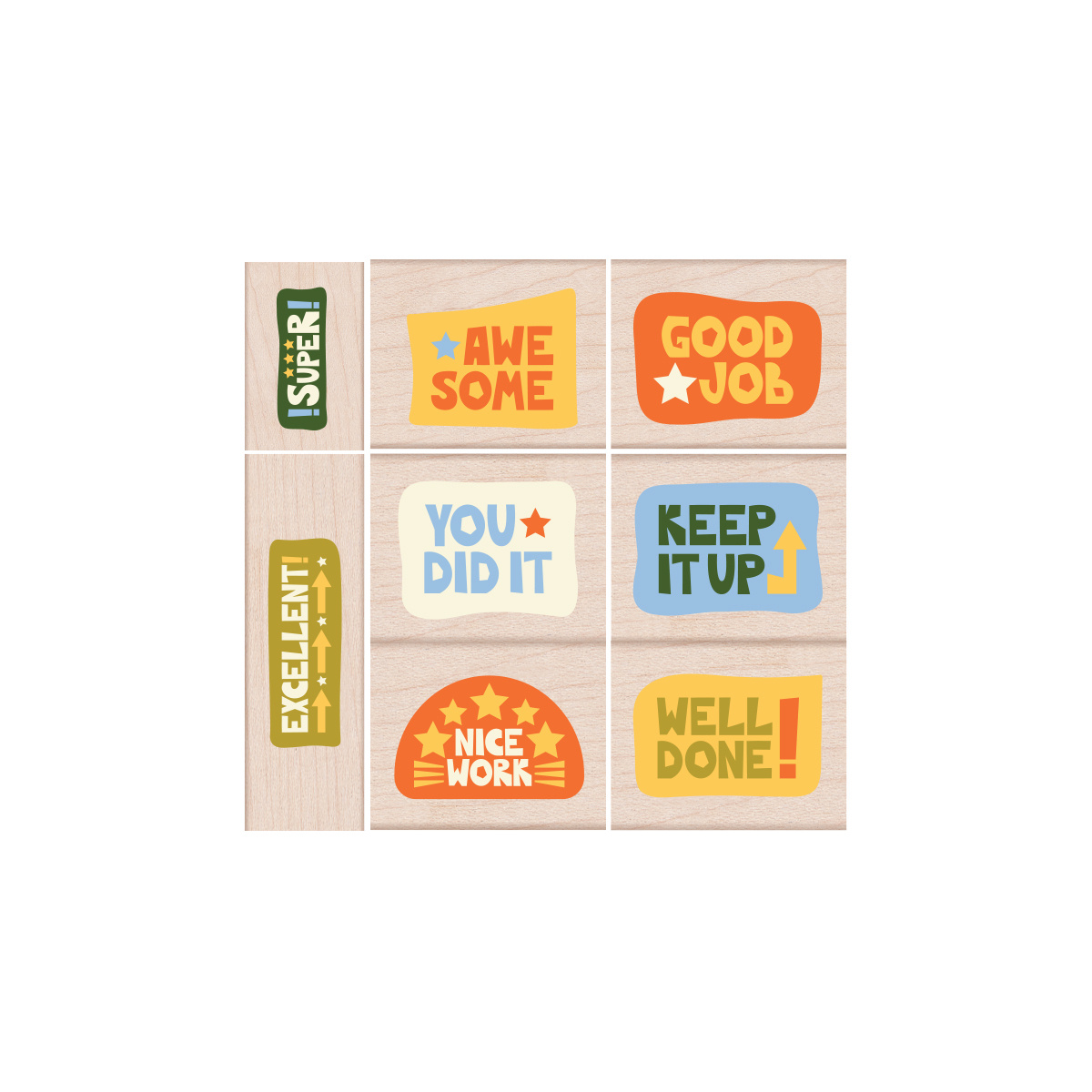 Education Woodblock Stamp Sets Nice Work (LP522) - Craftlines B.V.