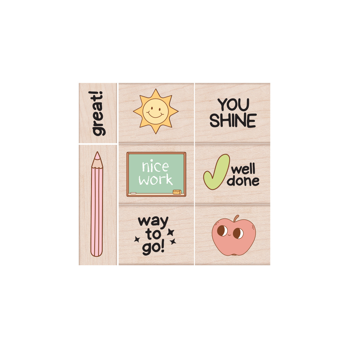 Education Woodblock Stamp Sets Well Done (LP519) - Craftlines B.V.
